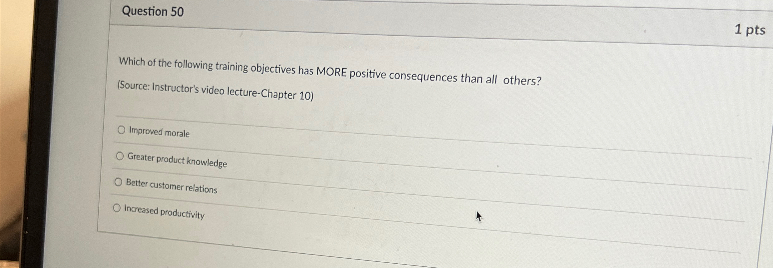 Solved Question 501 ﻿ptsWhich of the following training | Chegg.com