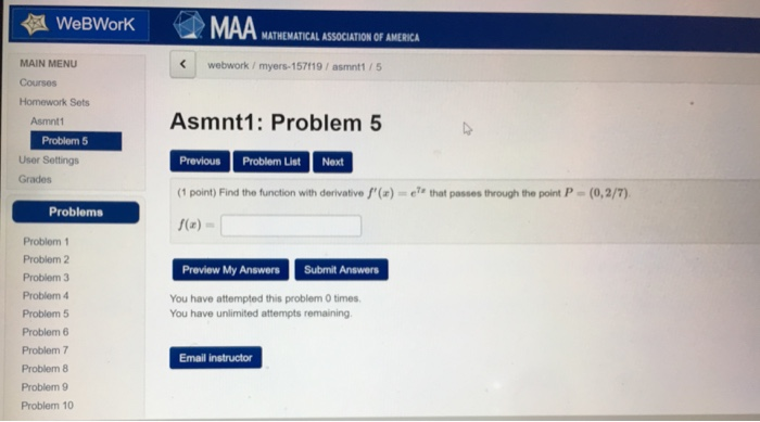 Solved * WeBWork M AA MATHEMATICAL ASSOCIATION OF AMERICA | Chegg.com Solved * WeBWork M AA MATHEMATICAL ASSOCIATION OF AMERICA | Chegg.com