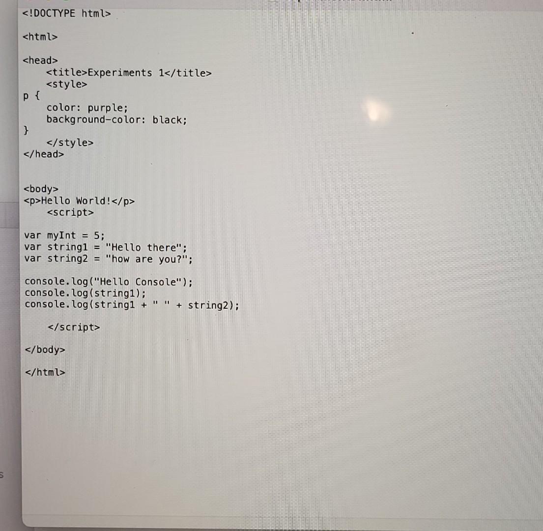 Solved Part Two String Variables Create A Javascript That