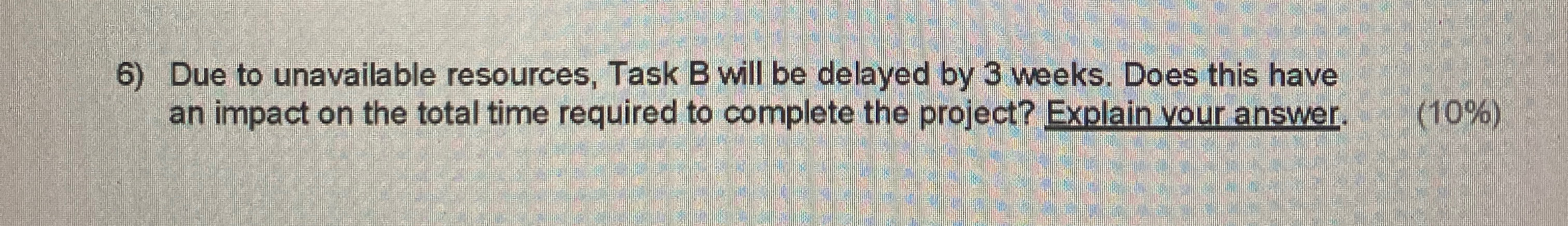 Solved Due to unavailable resources, Task B will be delayed | Chegg.com