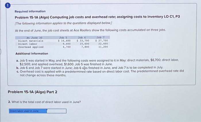 Solved Required information Problem 15-1A (Algo) Computing | Chegg.com