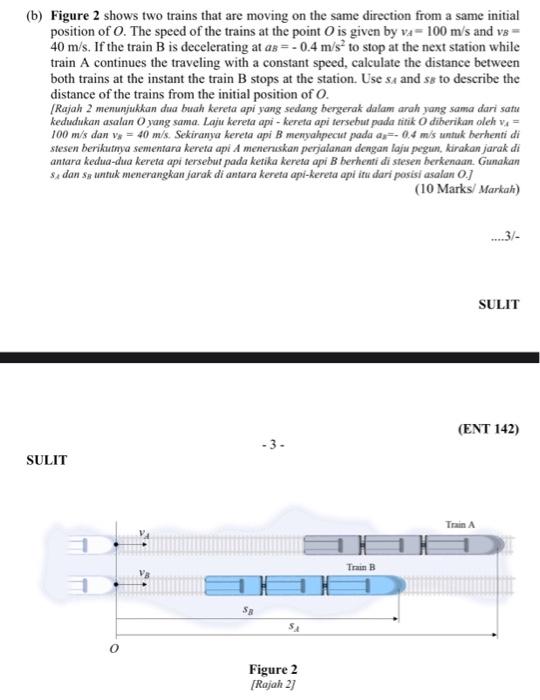 Solved (b) Figure 2 shows two trains that are moving on the | Chegg.com