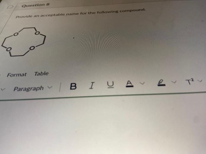 Solved Provide an acceptable name for the following | Chegg.com