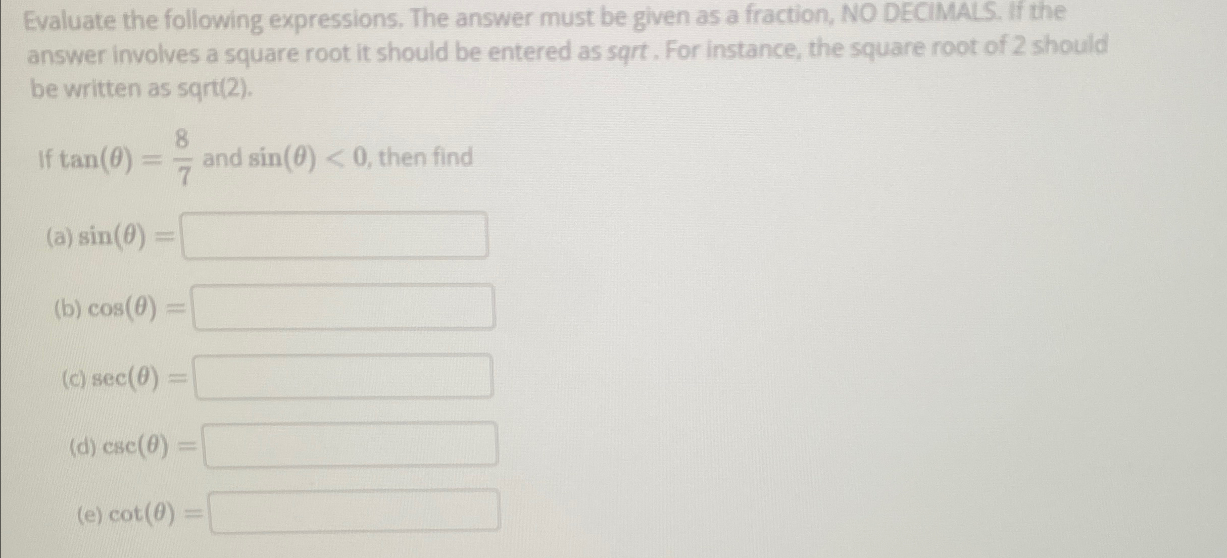 Solved Evaluate the following expressions. The answer must | Chegg.com