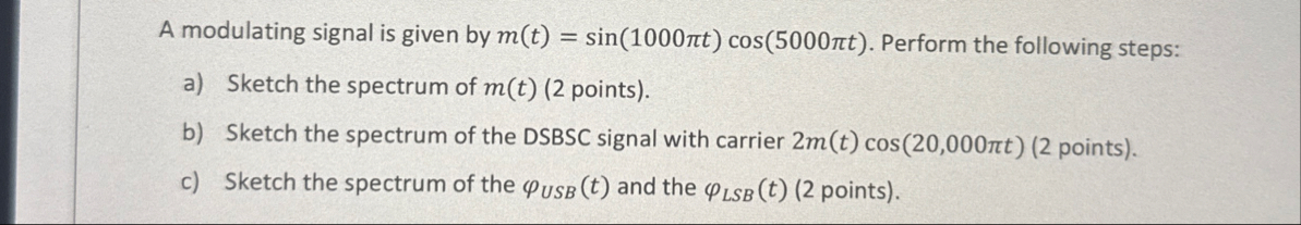 Solved A modulating signal is given by | Chegg.com