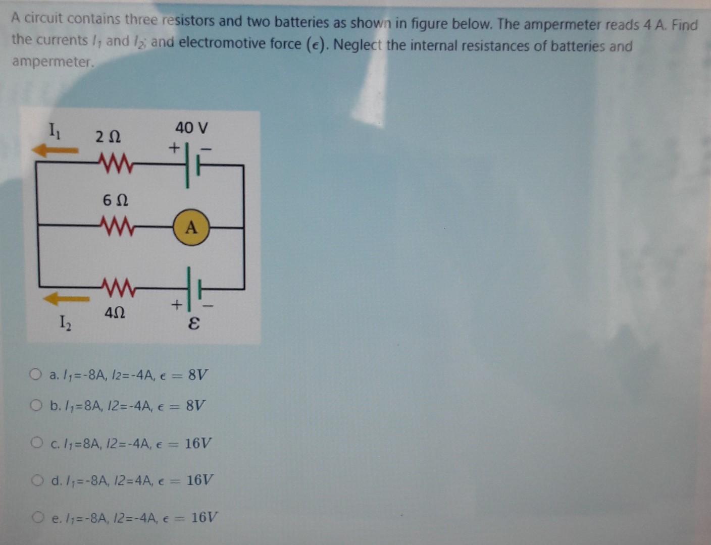 Solved A circuit contains three resistors and two batteries | Chegg.com