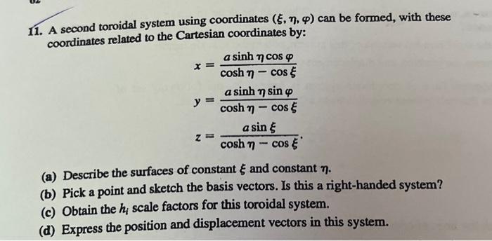 11. A second toroidal system using coordinates | Chegg.com
