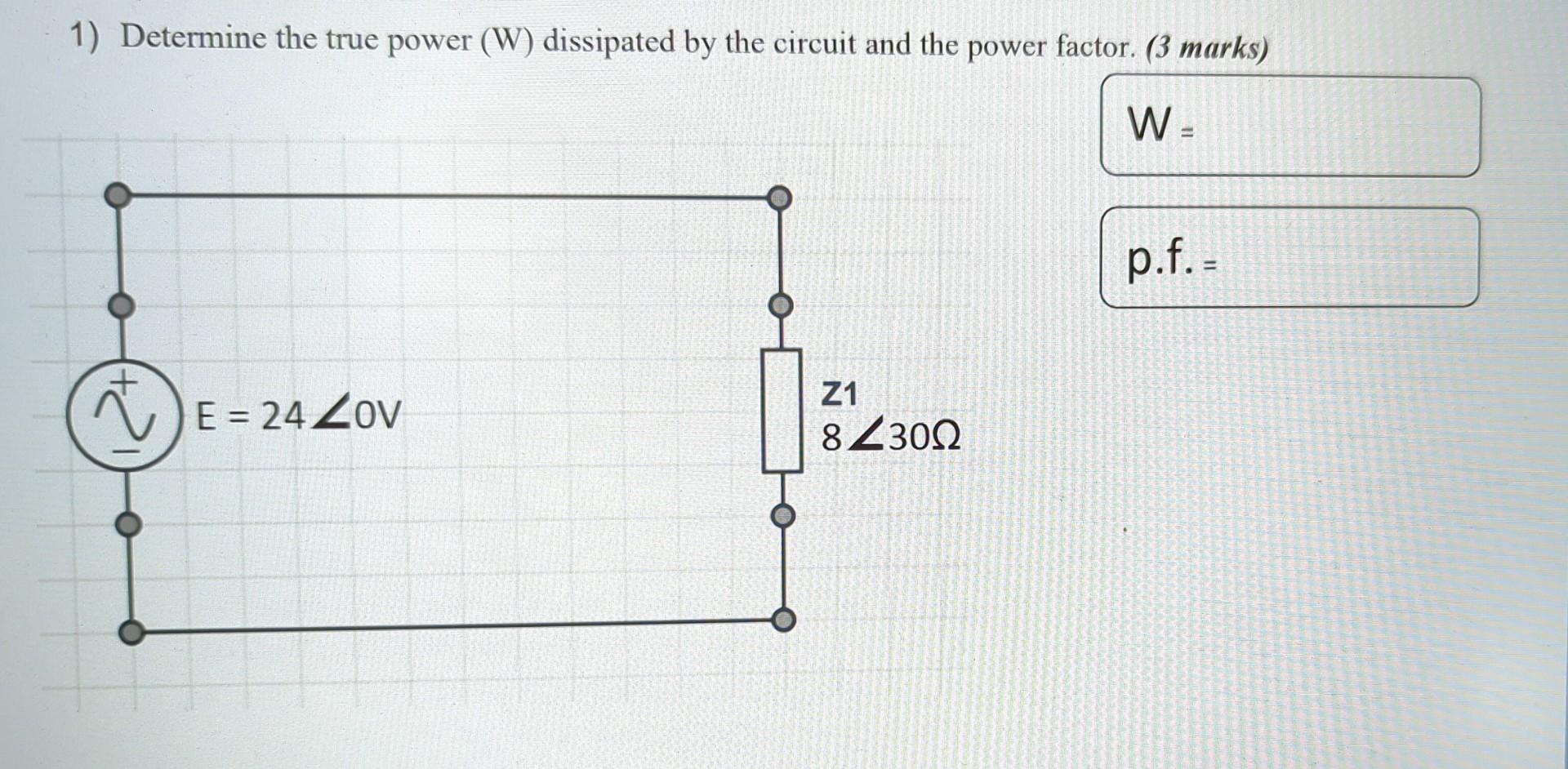 Solved Calculate the true power dissipated by a circuit | Chegg.com