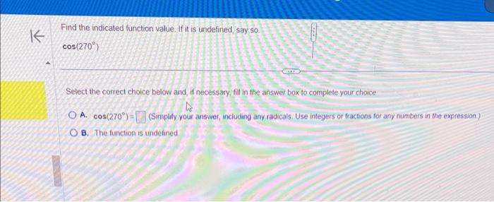 Solved Find the indicated function value. If it is | Chegg.com
