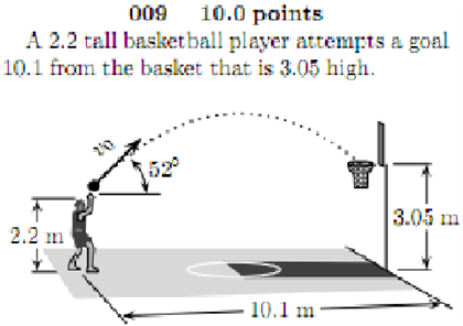 A 2.2 tall basketball player attempts a goal10.1 from | Chegg.com