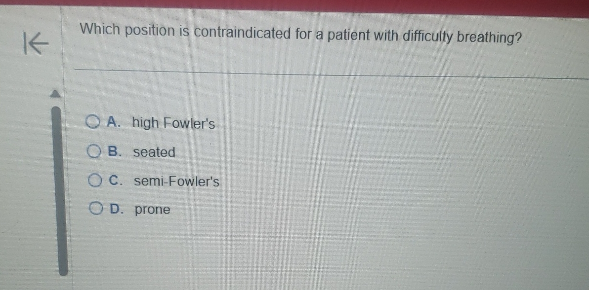 Which position is contraindicated for a patient with | Chegg.com