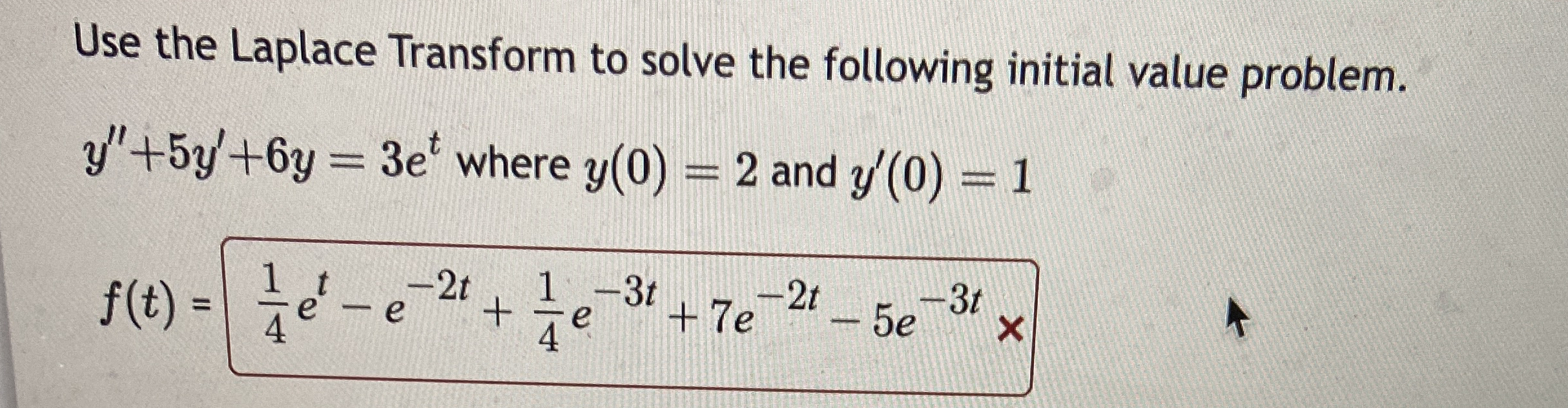 Solved Use the Laplace Transform to solve the following | Chegg.com