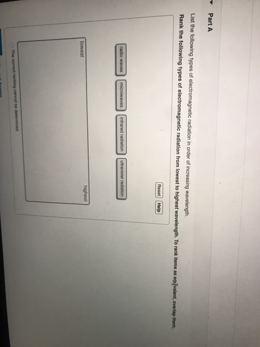 Solved Part A List the following types of electromagnetic | Chegg.com
