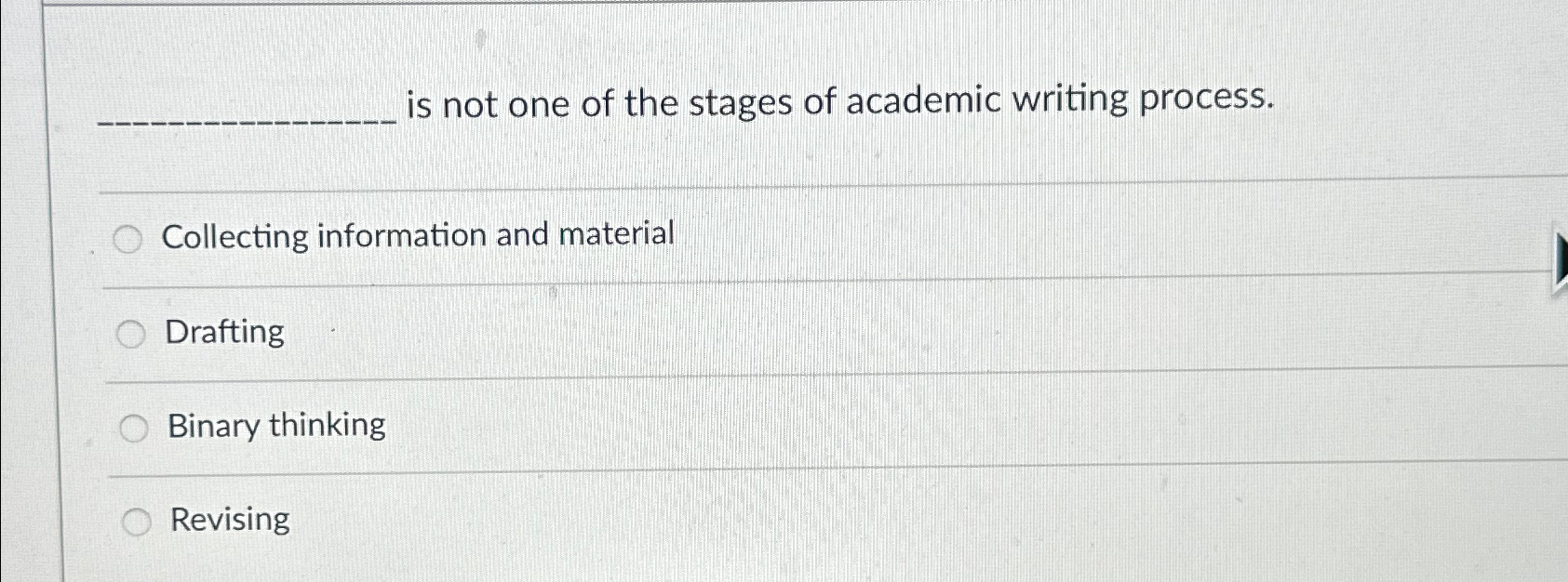 Solved is not one of the stages of academic writing | Chegg.com
