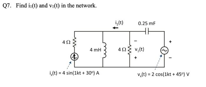 Solved Q7. Find i1(t) and v1(t) in the network. ix∣ 5∘)V | Chegg.com