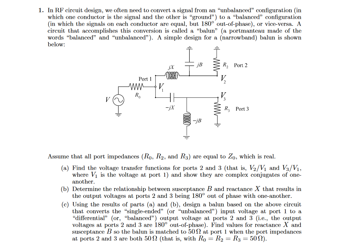 Solved In RF circuit design, we often need to convert a | Chegg.com