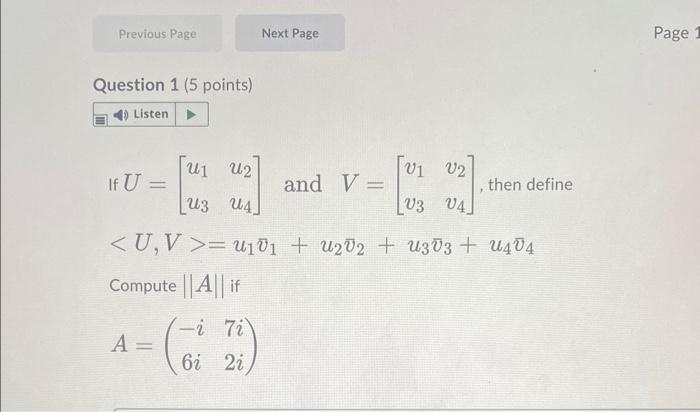 Solved Previous Page Next Page Page 1 Question 1 (5 points) | Chegg.com