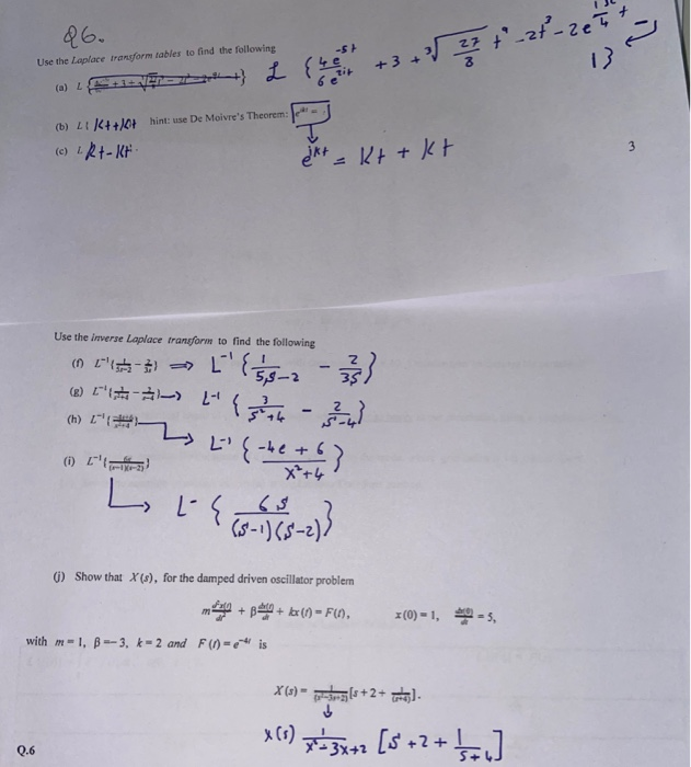 Solved -S Use the Laplace transform tables to find the | Chegg.com