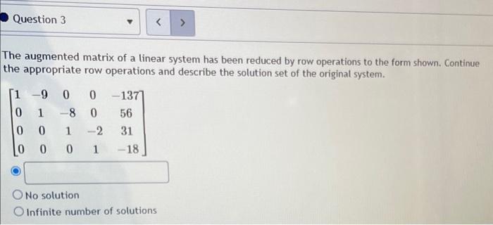 Solved The augmented matrix of a linear system of has been | Chegg.com