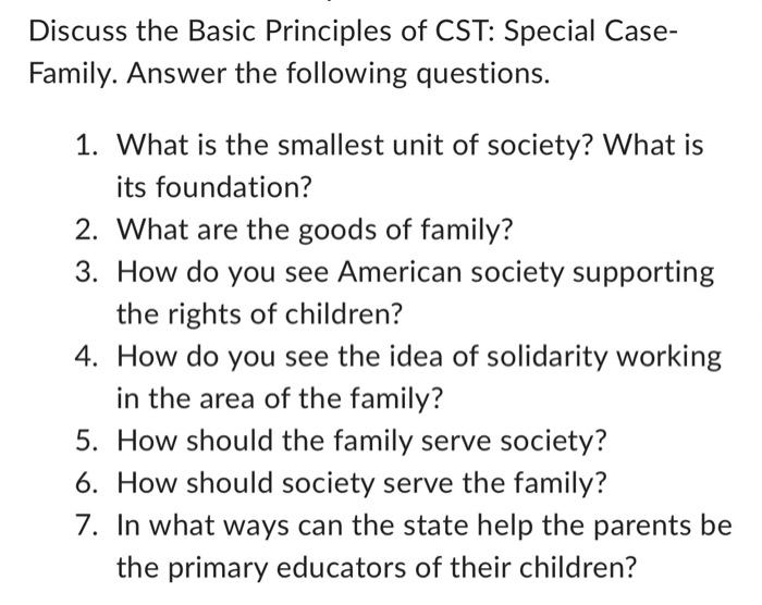 Solved Discuss the Basic Principles of CST: Special | Chegg.com