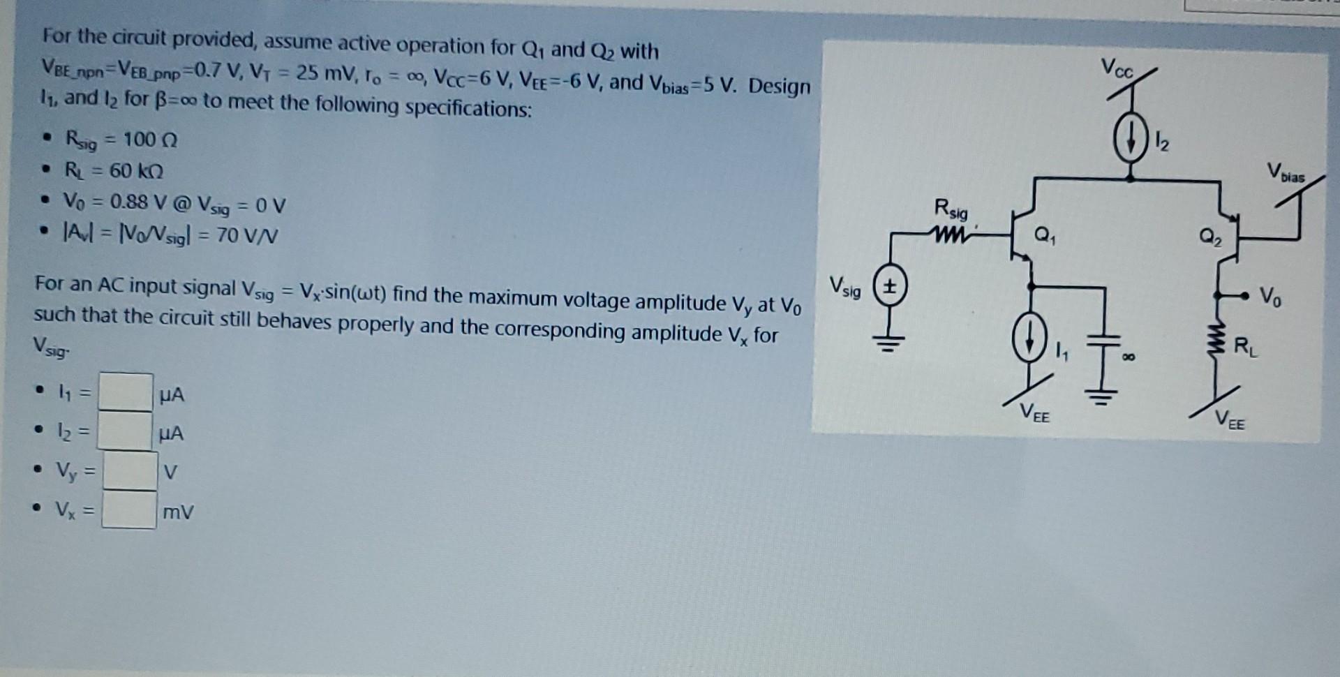Solved V cc For the circuit provided, assume active | Chegg.com