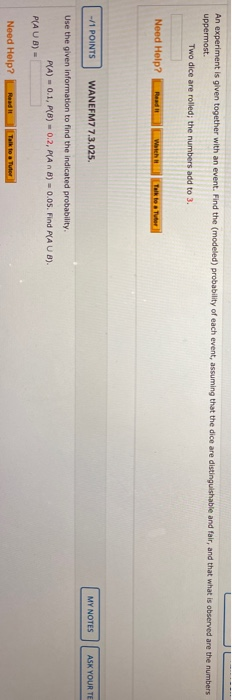 Solved An experiment is given together with an event. Find | Chegg.com