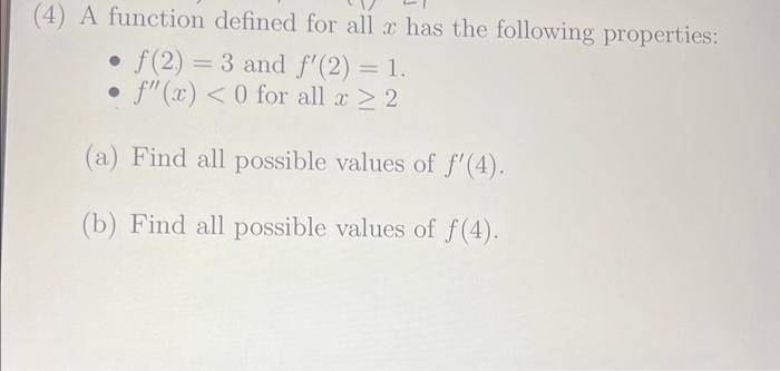Solved A function defined for all x has the following | Chegg.com