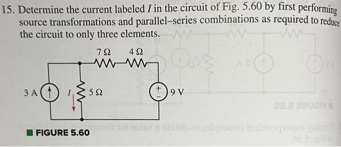 Solved 5. Determine the current labeled I in the circuit of | Chegg.com