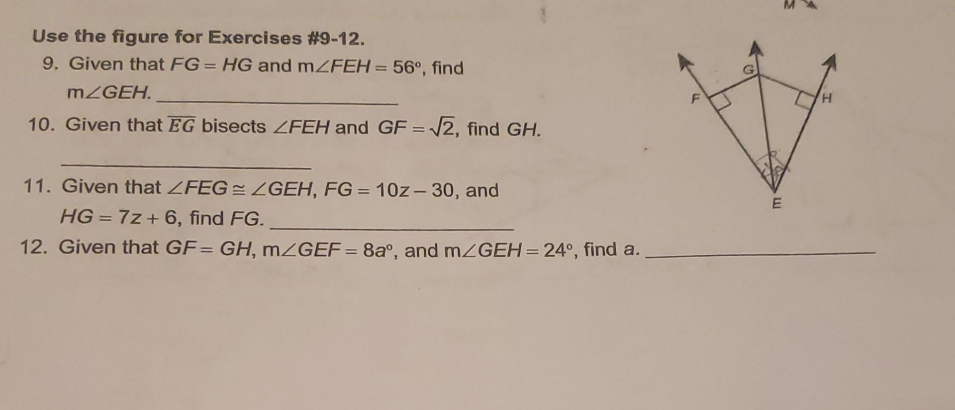 Solved Use the figure for Exercises \#9-12. 9. Given that | Chegg.com