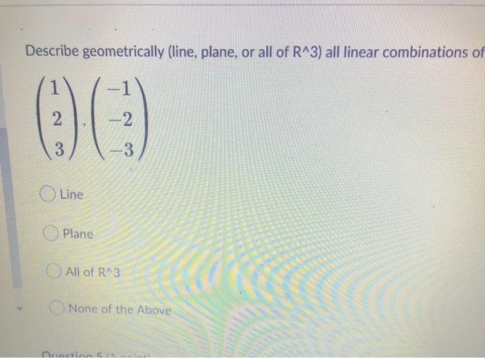 Solved Describe geometrically (line, plane, or all of R^3) | Chegg.com