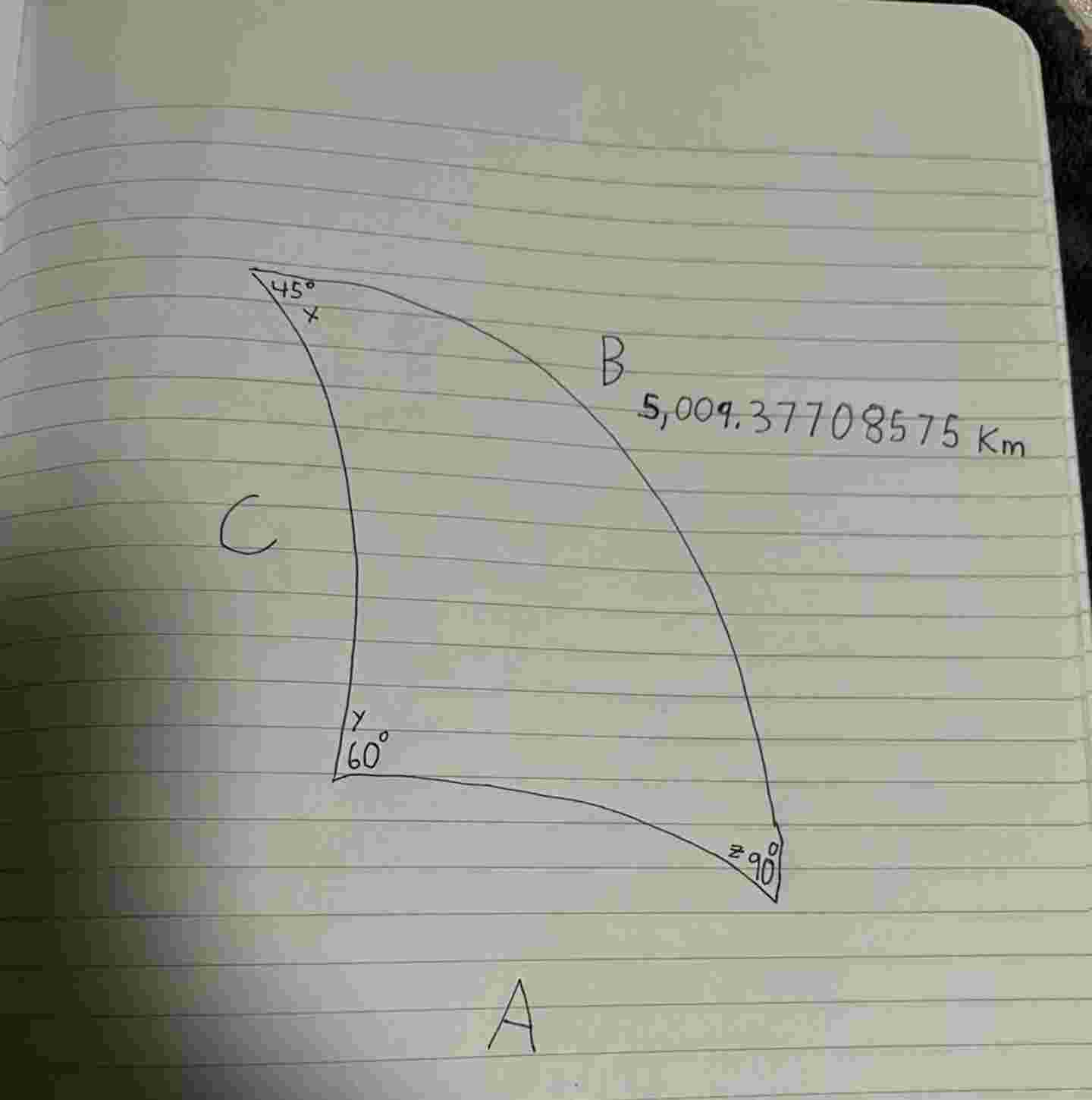 Draw a massive triangle on the surface of earth. If | Chegg.com