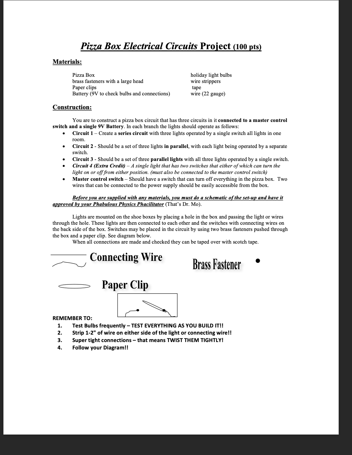 Solved Pizza Box Electrical Circuits Project ( 100 | Chegg.com