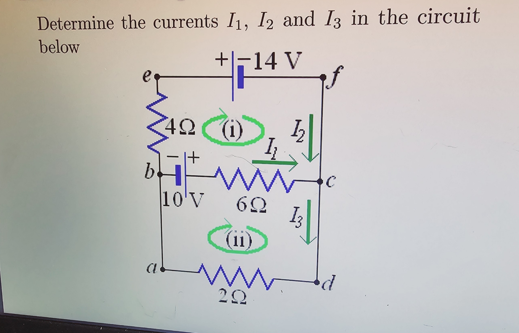 Solved Determine the currents I1,I2 ﻿and I3 ﻿in the circuit | Chegg.com