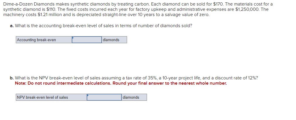 Solved Dime-a-Dozen Diamonds makes synthetic diamonds by | Chegg.com