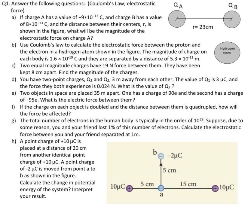 Solved Q1. ﻿Answer the following questions: (Coulomb's Law; | Chegg.com