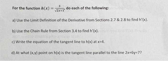 Solved For the function h(x)=2x+13, do each of the | Chegg.com