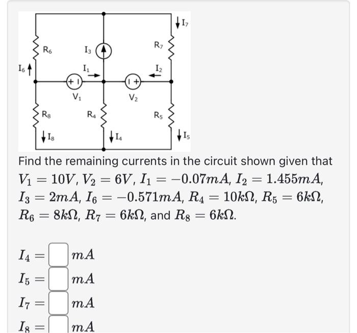 Solved Find the remaining currents in the circuit shown | Chegg.com