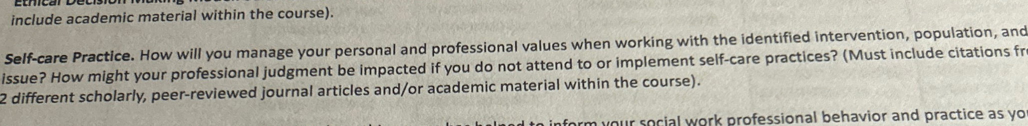 Solved Self-care Practice. How will you manage your personal | Chegg.com