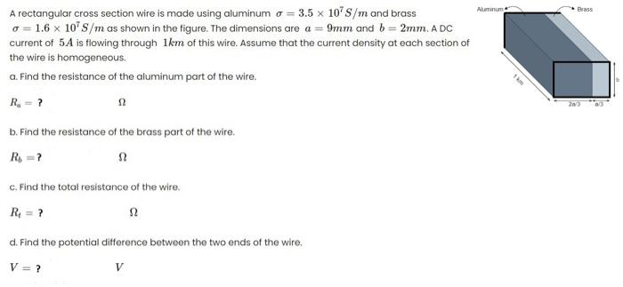 Solved Aluminum A rectangular cross section wire is made | Chegg.com