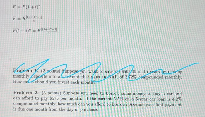 Solved F=P(1+i)n F=R((1+i)n−1) P(1+i)n=R[(1+i)n−1] Problem | Chegg.com