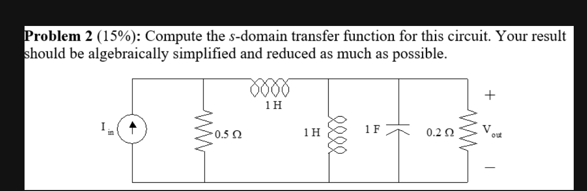 Solved Problem 2 (15%): Compute the s-domain transfer | Chegg.com
