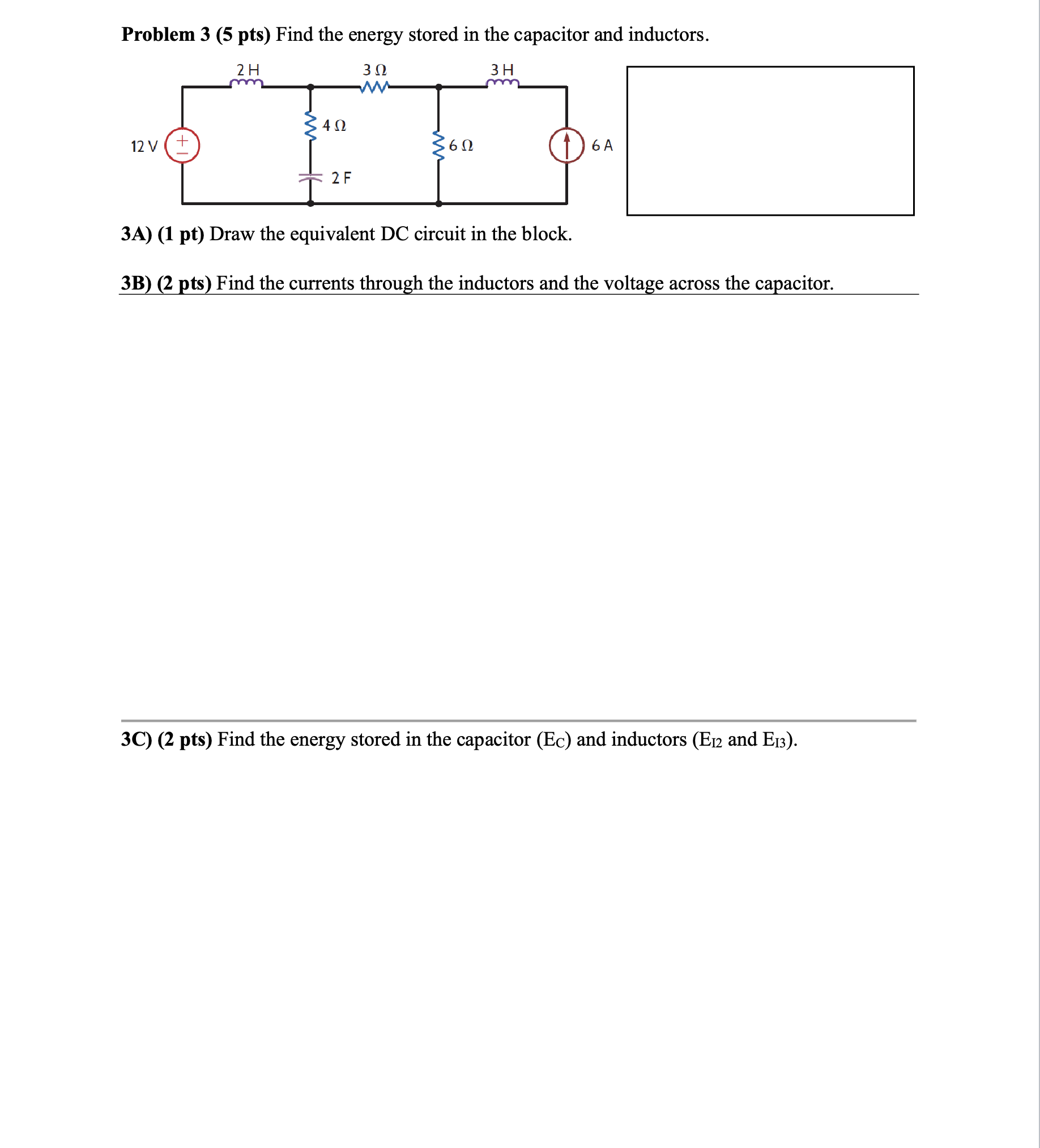 Solved Problem 3 (5 ﻿pts) ﻿Find the energy stored in the | Chegg.com