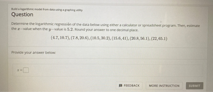 Solved Build A Logarithmic Model From Data Using A Graphing 3073
