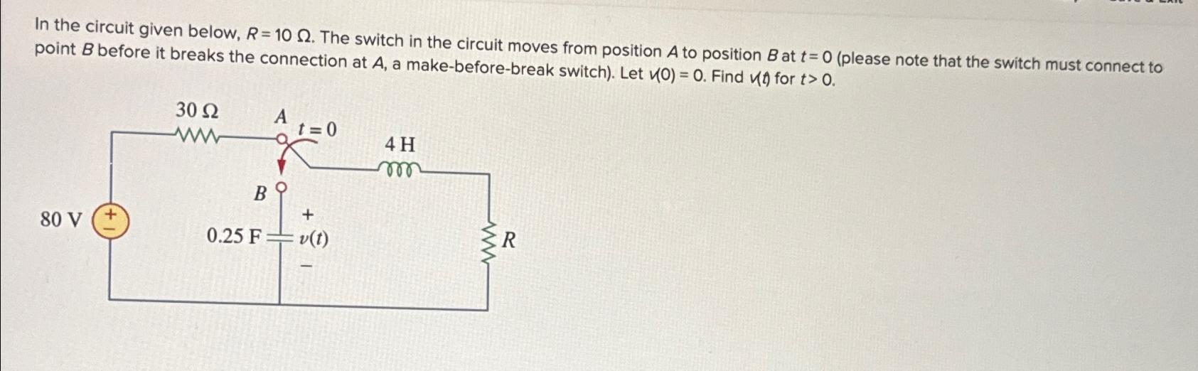 Solved In the circuit given below, R=10Ω. ﻿The switch in the | Chegg.com