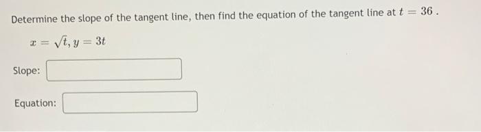 Solved Determine the slope of the tangent line, then find | Chegg.com