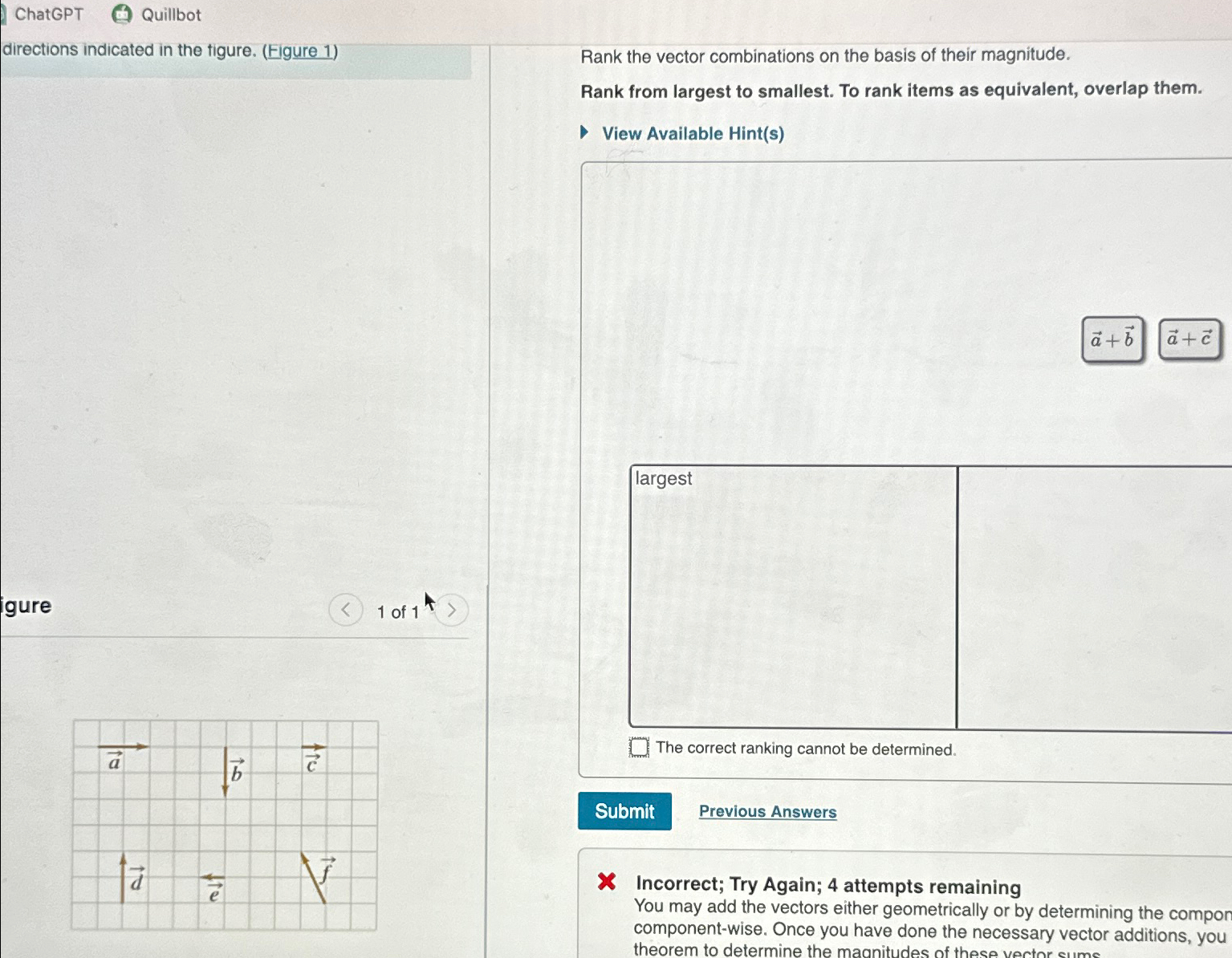 Rank the vector combinations on the basis of their | Chegg.com