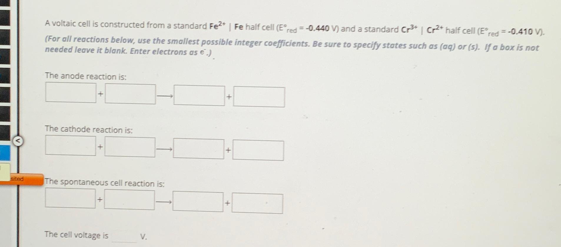 Solved A voltaic cell is constructed from a standard | Chegg.com