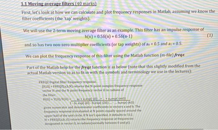 1.1 Moving average filters (40 marks) First, let's | Chegg.com