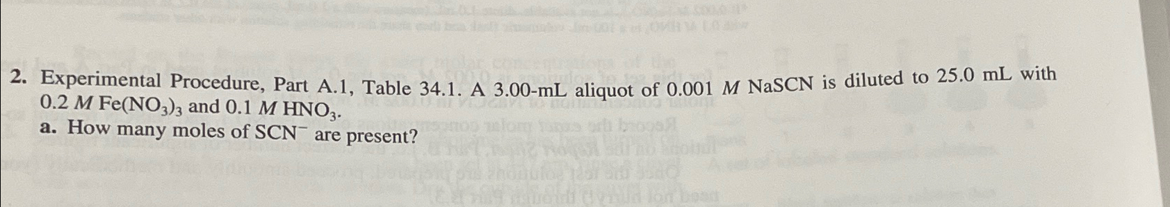 Solved Experimental Procedure, Part A.1, ﻿Table 34.1. ﻿A | Chegg.com