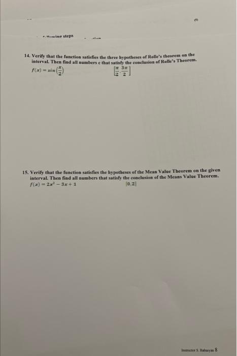 Solved 14. Verify that the function satisfies the three | Chegg.com